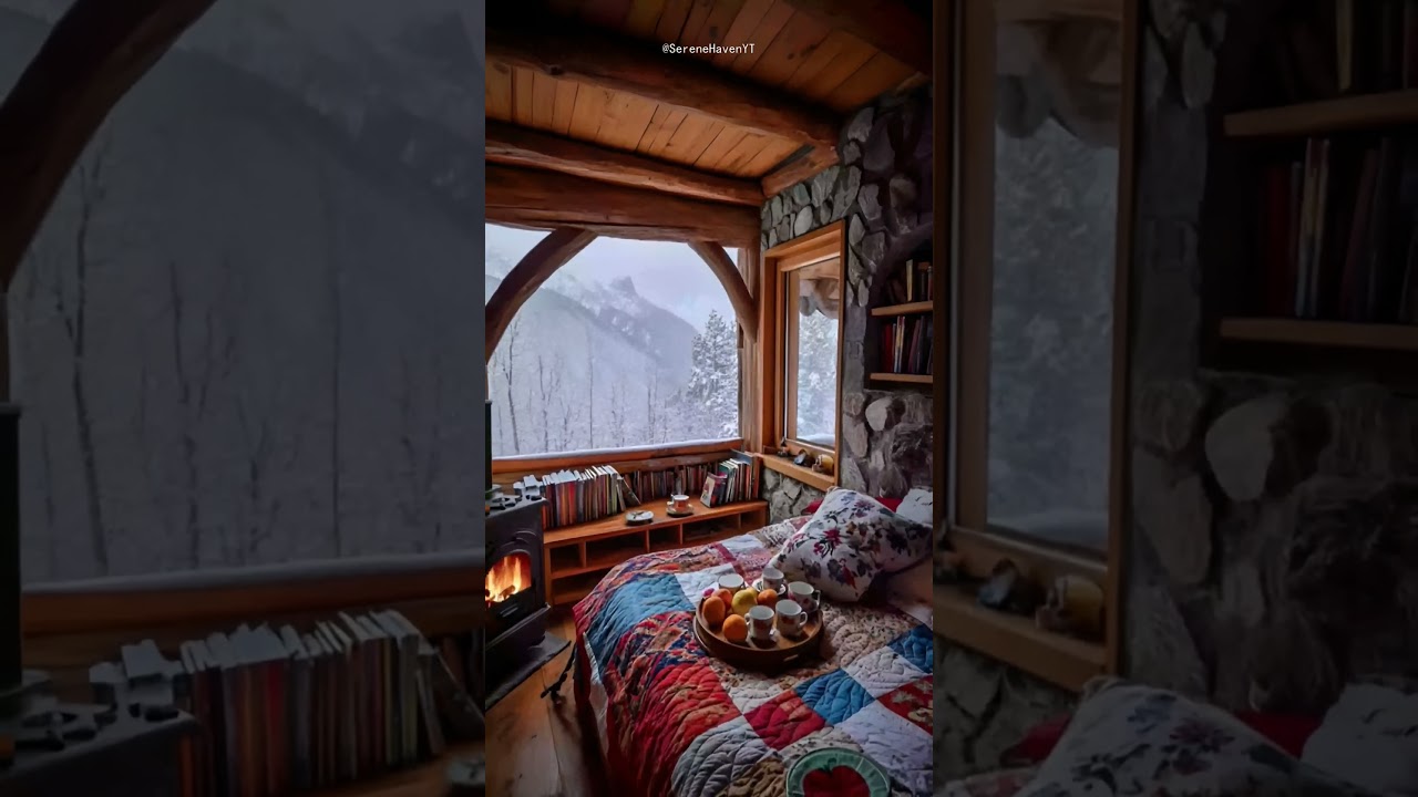 How Long Could You Stay in This Peaceful Mountain Cabin? | @SereneHavenYT 🏞📶 #cabinlifestyle