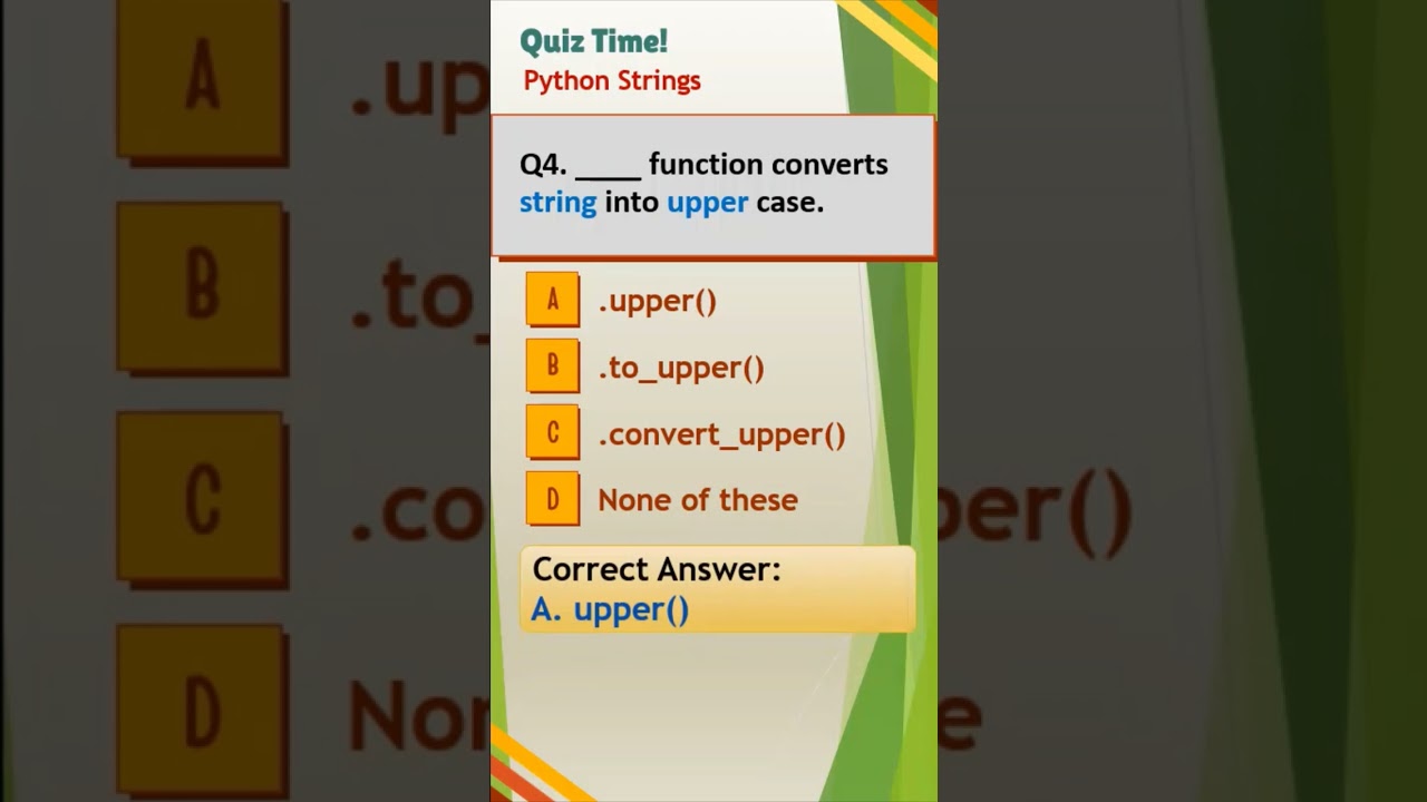 Python Programming Strings 7 Important MCQs #Shorts