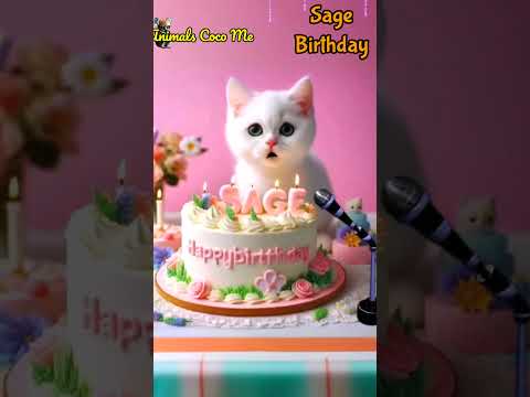 HAPPY BIRTHDAY SAGE | HAPPY BIRTHDAY SONG WITH NAMES | Adorable Cute Cat 😺 #happybirthday #cat