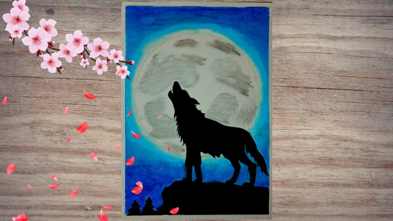 How To Draw Wolf Howling At The Moon | #art #howto #wolf #howtodraw #viral