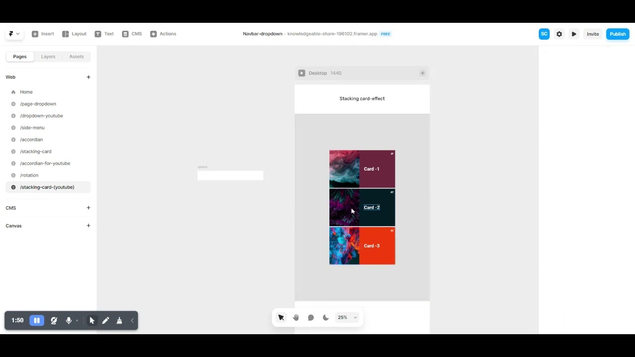 Framer tutorial : Mastering the Stacking Card Effect