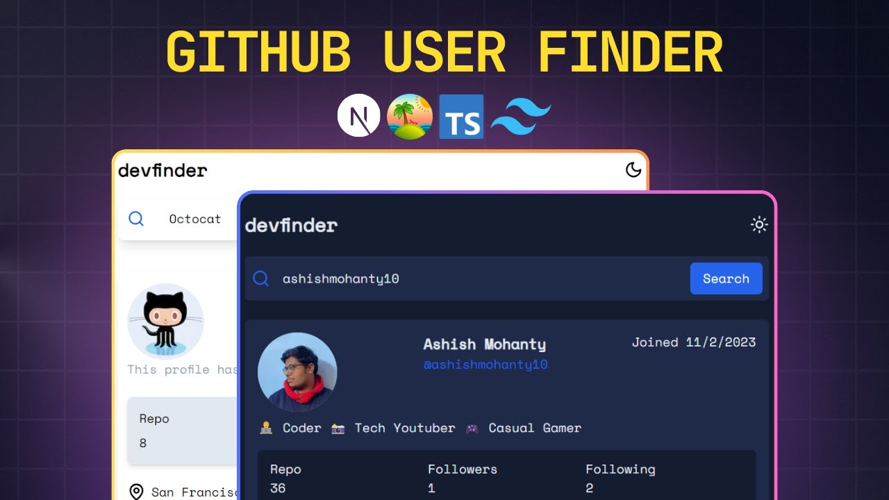 GitHub User Finder | Search GitHub User By Username | GitHub API #nextjs14 #tailwindcss