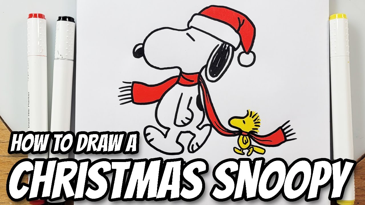 How to Draw Snoopy for Christmas! - Easy Step by Step Tutorial