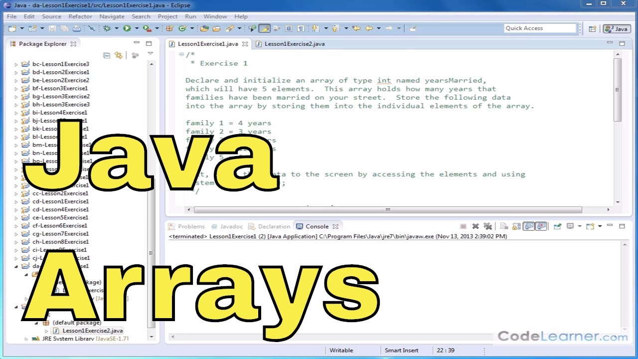 Learn Java - Exercise 01x - Creating Arrays & Accessing Elements