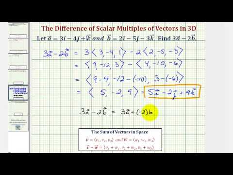 Ex: Find the Difference of Scalar Multiples of Two Vectors in 3D (Linear Combination Form ...
