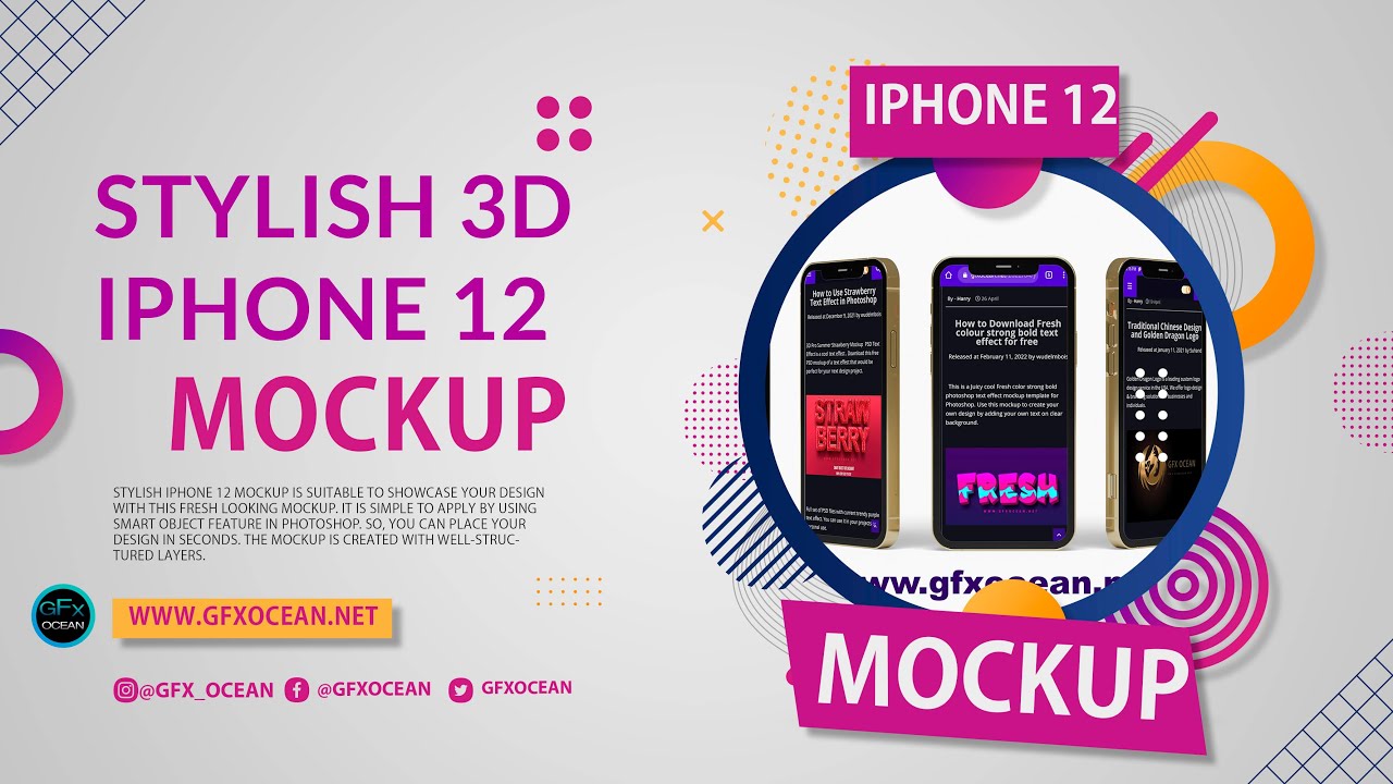 Latest  Stylish 3D IPhone 12 PRO   Mockup PSD gfxocean