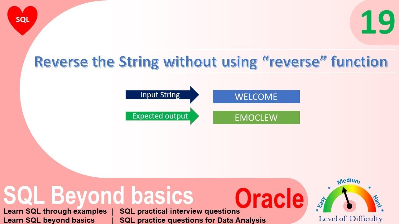 Oracle SQL Practical question with answer | Reverse the String without using reverse function
