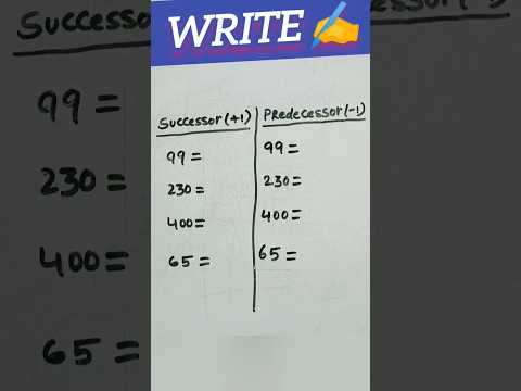 |write successor and predecessor of the given numbers| |successor numbers| |predecessor|