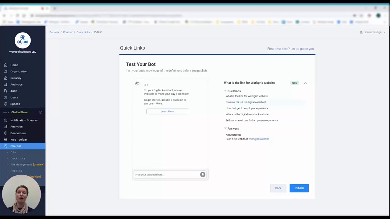 Workgrid Quick Links Demo Video with Linnae Selinga