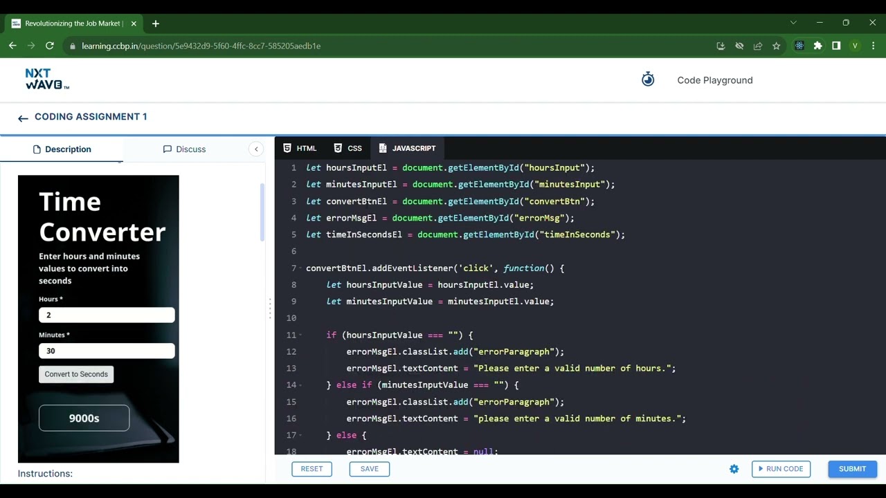 Time Converter | Coding Assignment 1 |  Fetch & Callbacks | NxtWave | ccbp 4.o