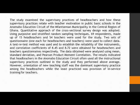 Instructional Supervisory Practices of Headteachers and Teacher Motivation in Public Basic Schools i