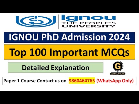 Top 100 Important MCQs On Research Methodology | IGNOU PhD Entrance Exam 2024|