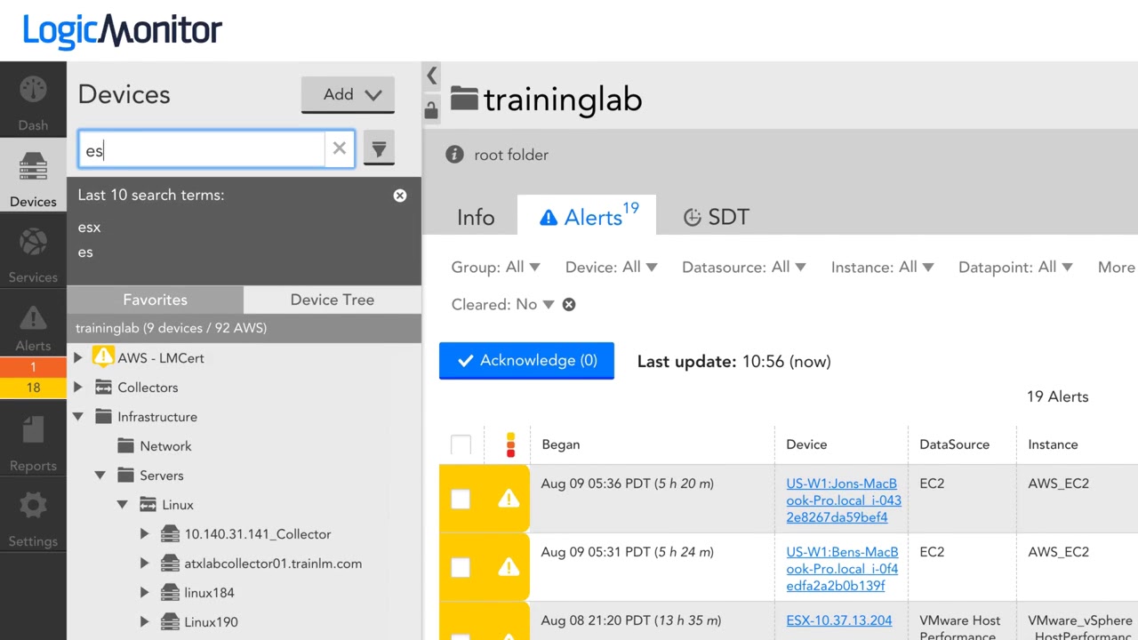 The Devices Page | Structure and Function | Logic Monitor Training