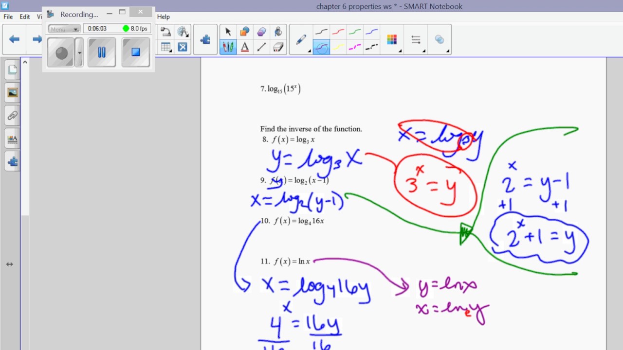 properties of logs worksheet answers