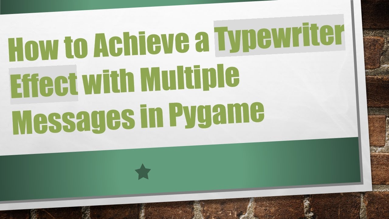 How to Achieve a Typewriter Effect with Multiple Messages in Pygame
