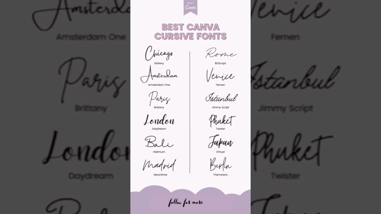 Best Canva cursive fonts