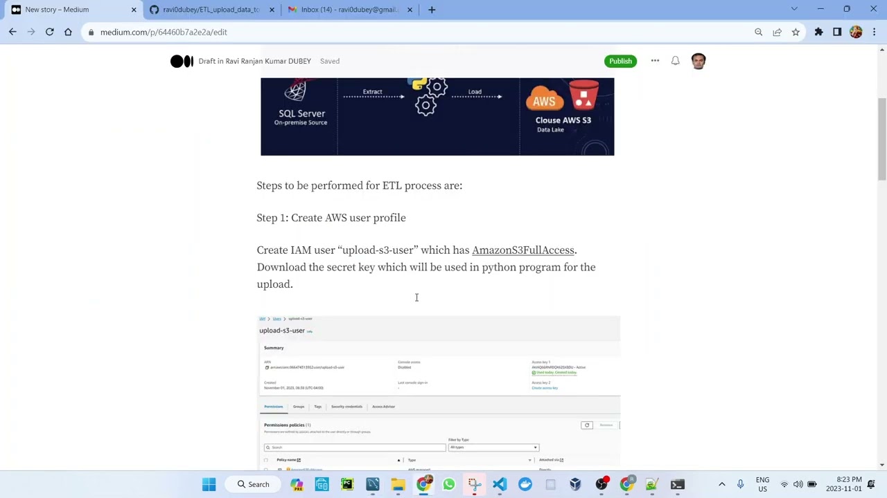 ETL upload data to S3 from SQLServer