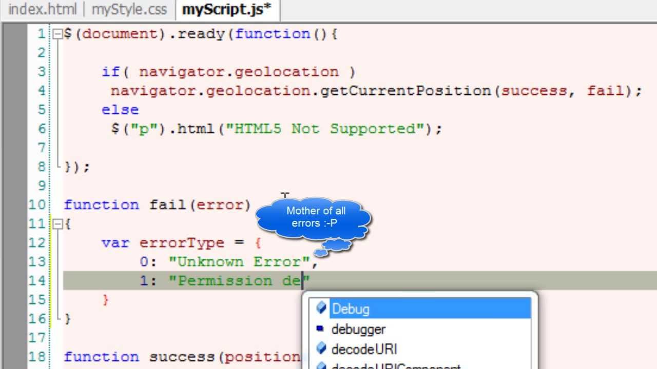 Geolocation API -- Error Handle: HTML5