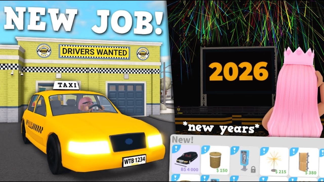 BLOXBURG NEW YEARS + TAXI JOB UPDATE! NEW VEHICLES, ITEMS, LOCATIONS AND MORE