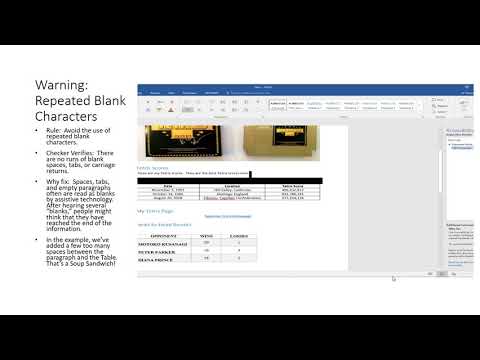 Word for Windows 2016 Accessibility Checker: Repeated Blank Characters Warning