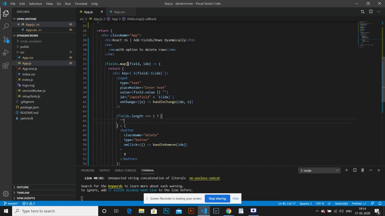 Add Dynamic Rows and Fields in React JS 1