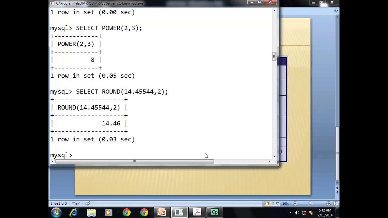 MYSQL: Numeric functions