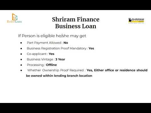 Shriram Finance Business Loan Policy Video