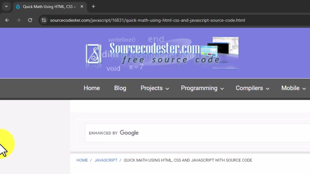 Quick Math Using HTML, CSS and JavaScript with Source Code