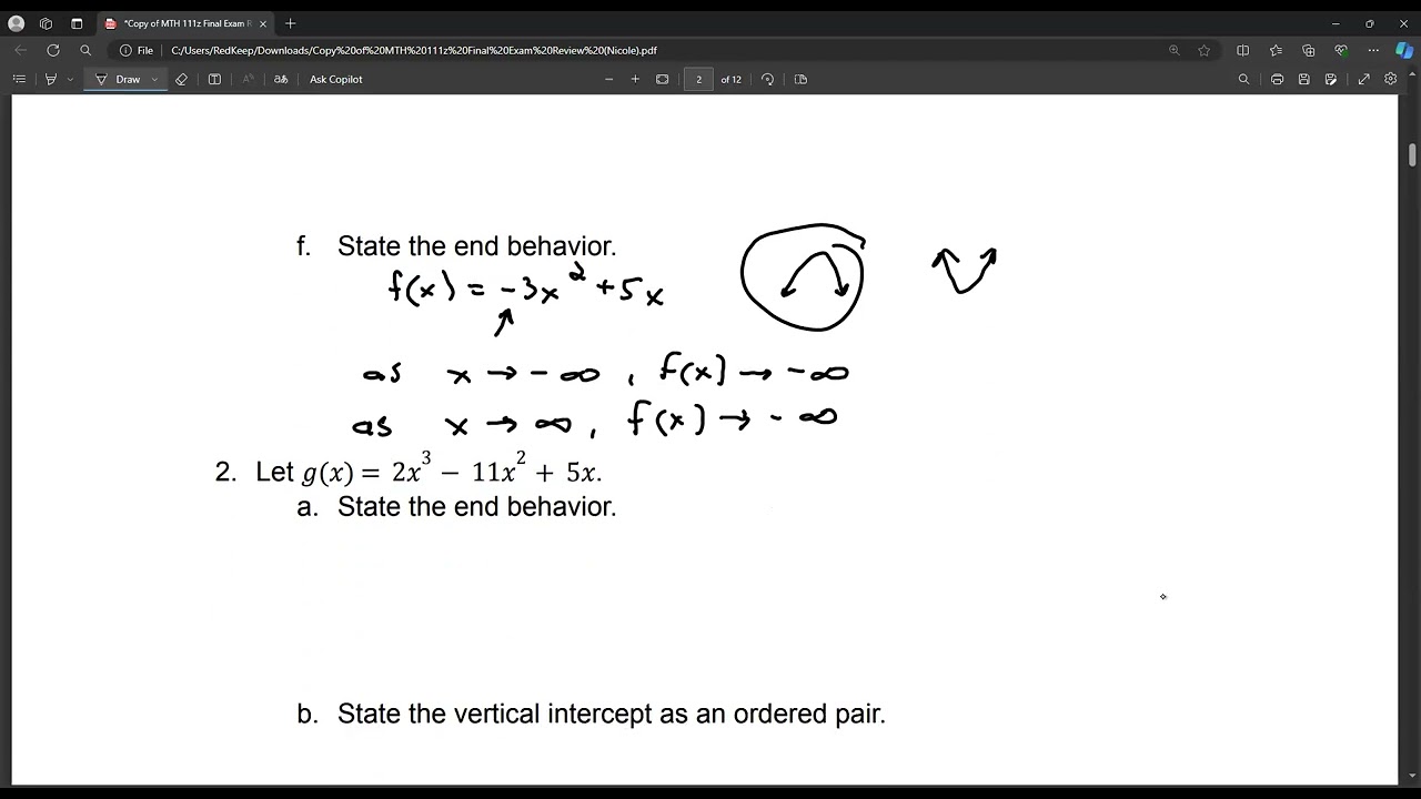 Final Exam Review - MTH111Q