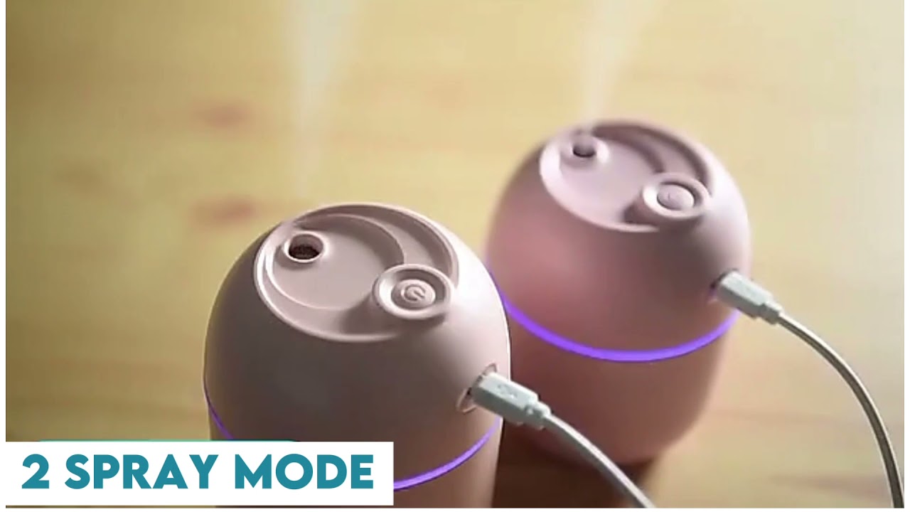 220ML MINI AIR HUMIDIFIER LED COLOURFUL NIGHT LIGHT SILENT MODE USB RECHARGEABLE ESSENTIAL