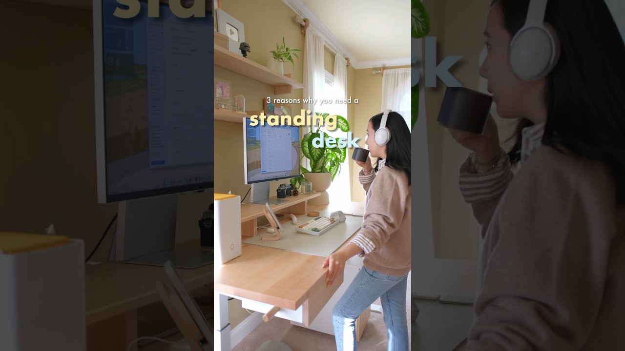 3 reasons why you need a standing desk 🌱(read pinned) #standingdesk #desksetup #shorts