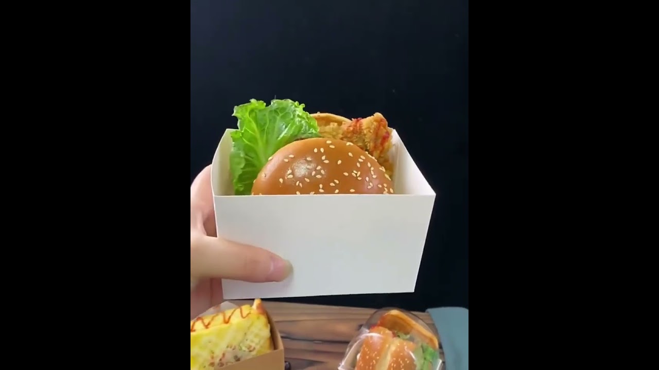 Wholesale Custom White Kraft Paper Fold Hot Sell Biscuit Puff Bread Sandwich Packing Box