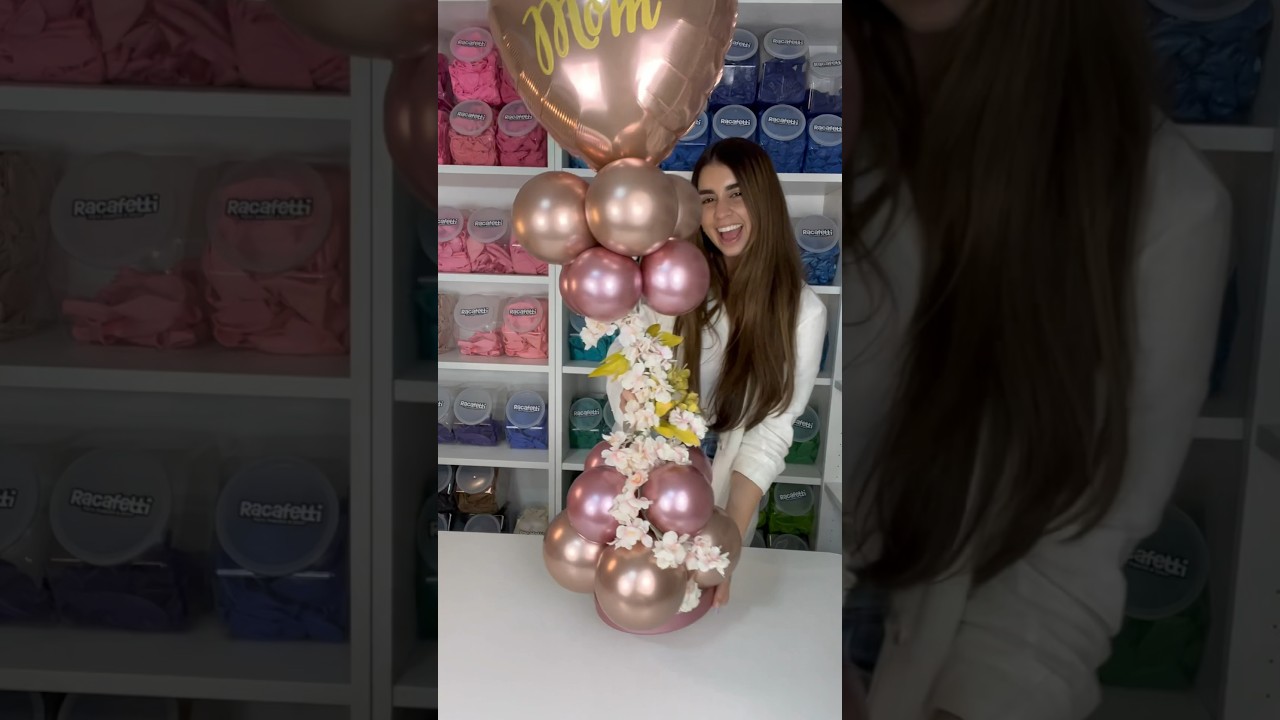 Mother’s Day balloons bouquet. DIY Mother’s Day idea. Center piece balloon tutorial #balloonart
