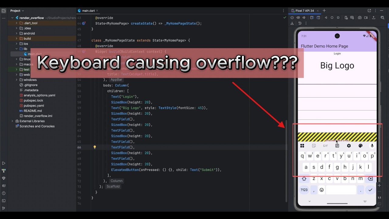 Fix Keyboard Overflow in Flutter (TextField Layout Error)