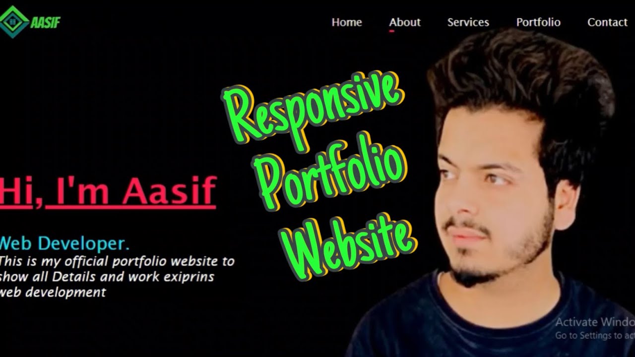Responsive portfolio website using HTML CSS JavaScript.  Code available on GitHub check description