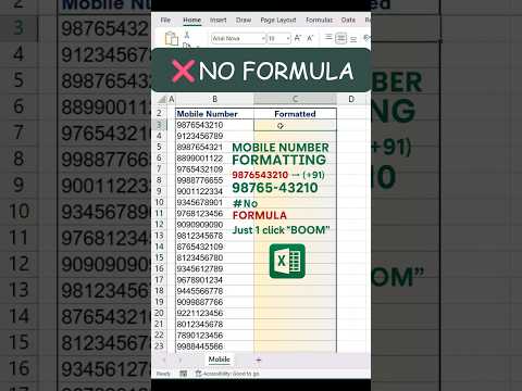 The Easy Way to Format Mobile Numbers Without Formulas or Hassle #shorts #ytshorts #excel #flashfill