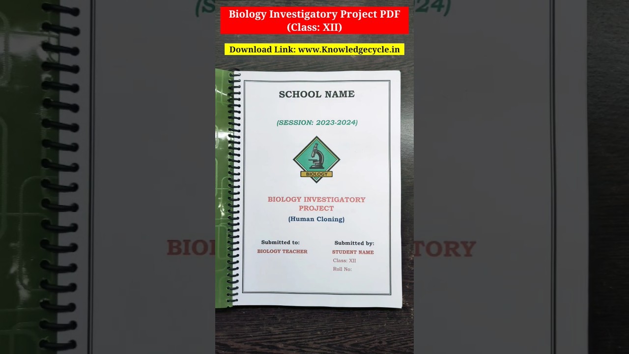 Biology Investigatory Project PDF | Project File for biology Class 12 | #projectfile #education