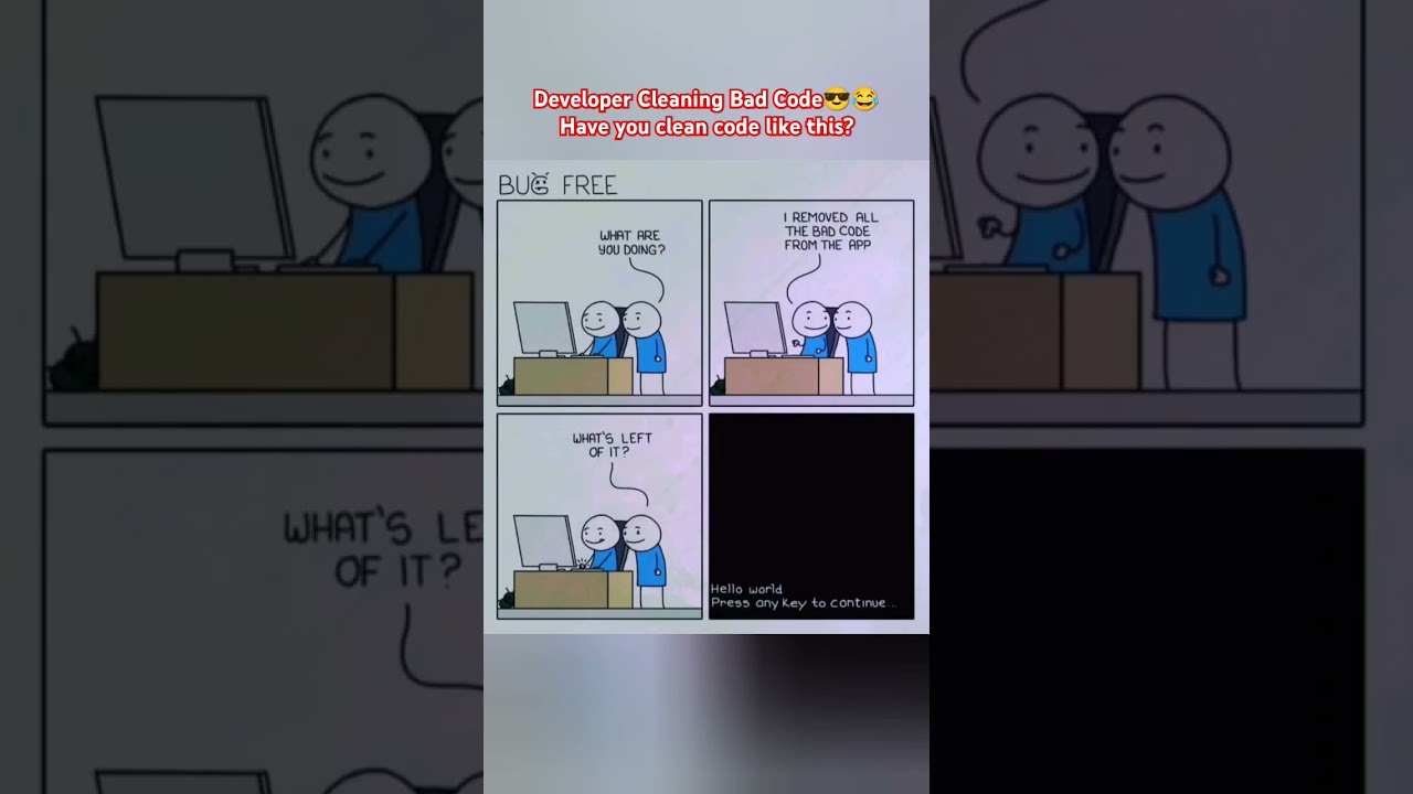 Developer cleaning bad code #developer #coding #memes #short