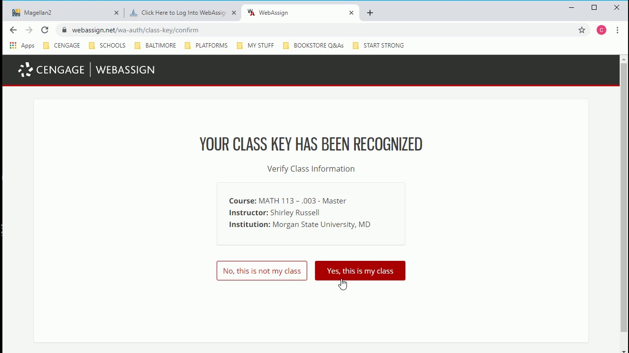 Morgan Canvas WebAssign Registration