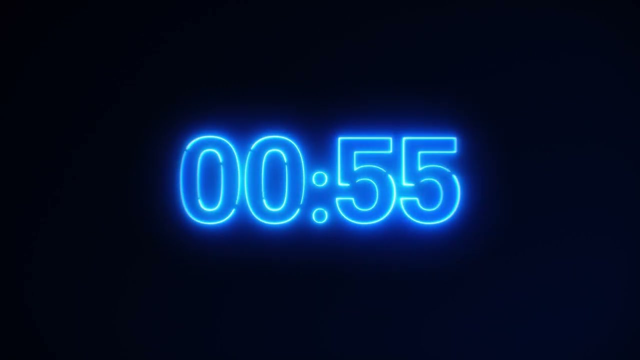 Neon light 60 seconds countdown | Free Stock Video without Watermark or Copyright