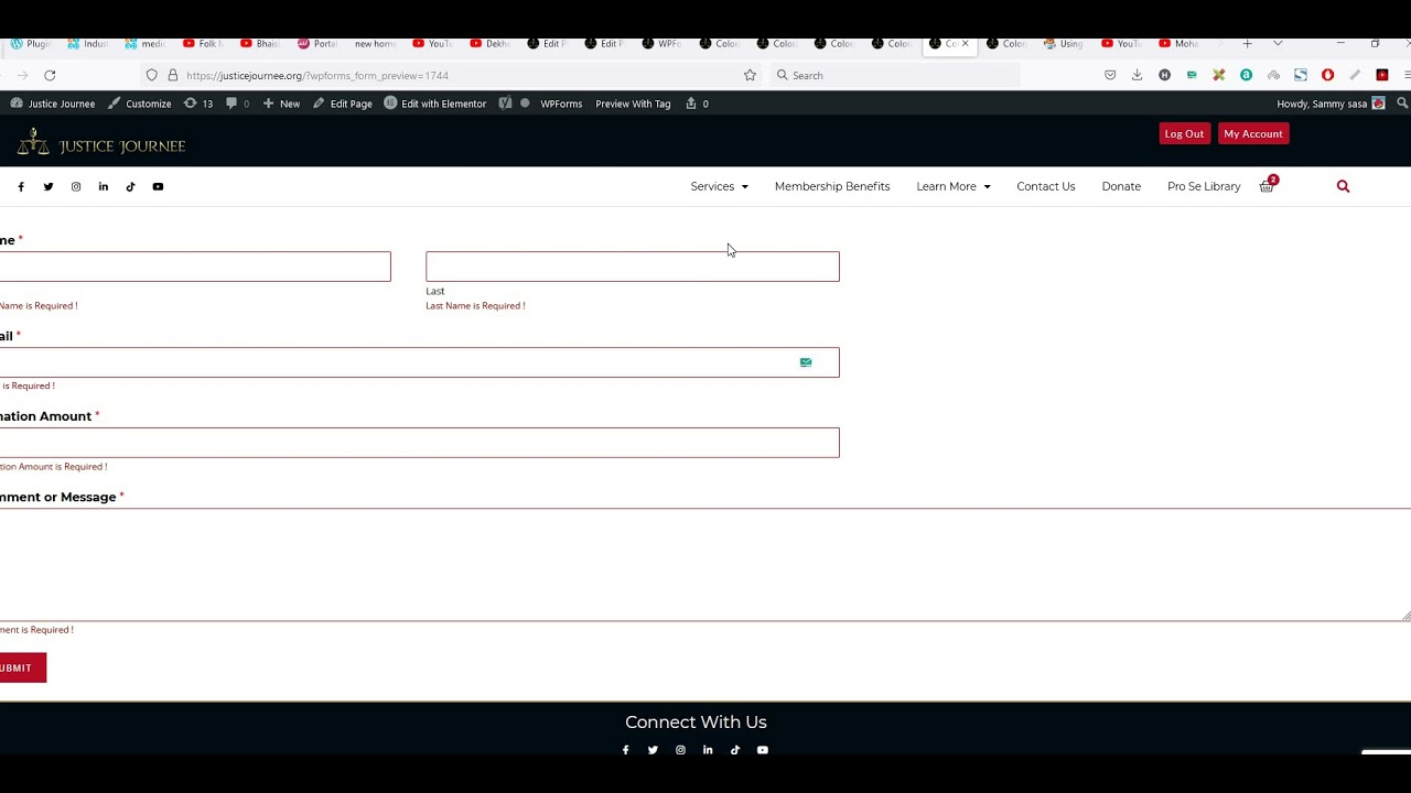 Validation on all form fields & Zip Code Validation