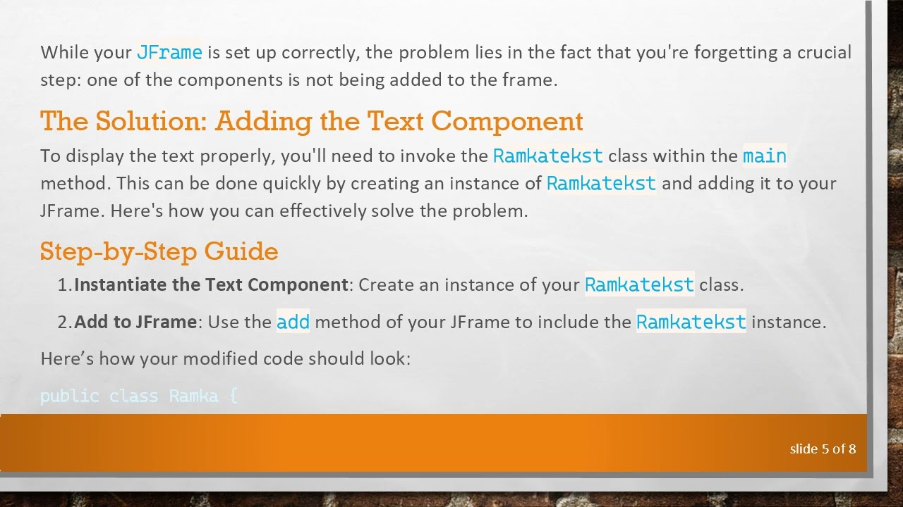 How to Properly Display Text in a JFrame in Java Swing