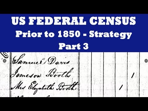 U. S. Census Records Genealogy Research Strategy. Prior to 1850, Part 3 of 3