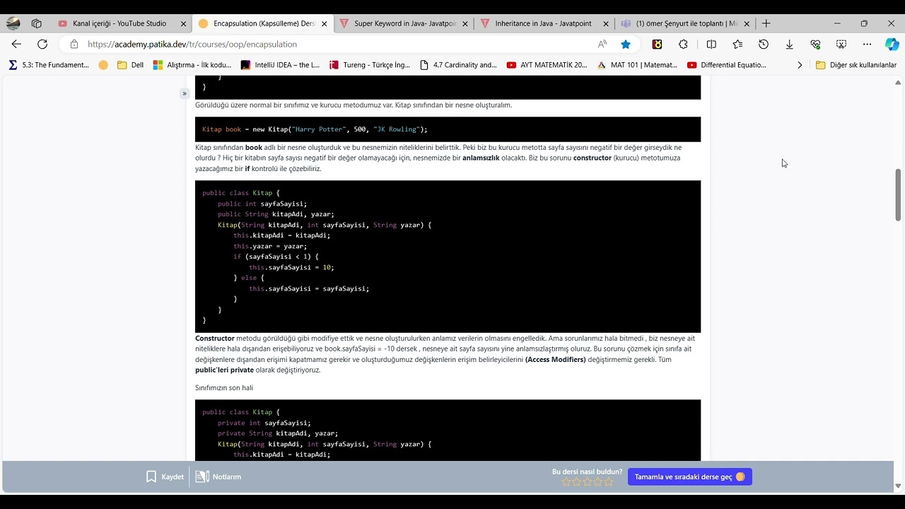Encapsulation Kapsülleme Dersi   Patika dev ve diğer 4 sayfa   Kişisel   Microsoft​ Edge 2024 03 04