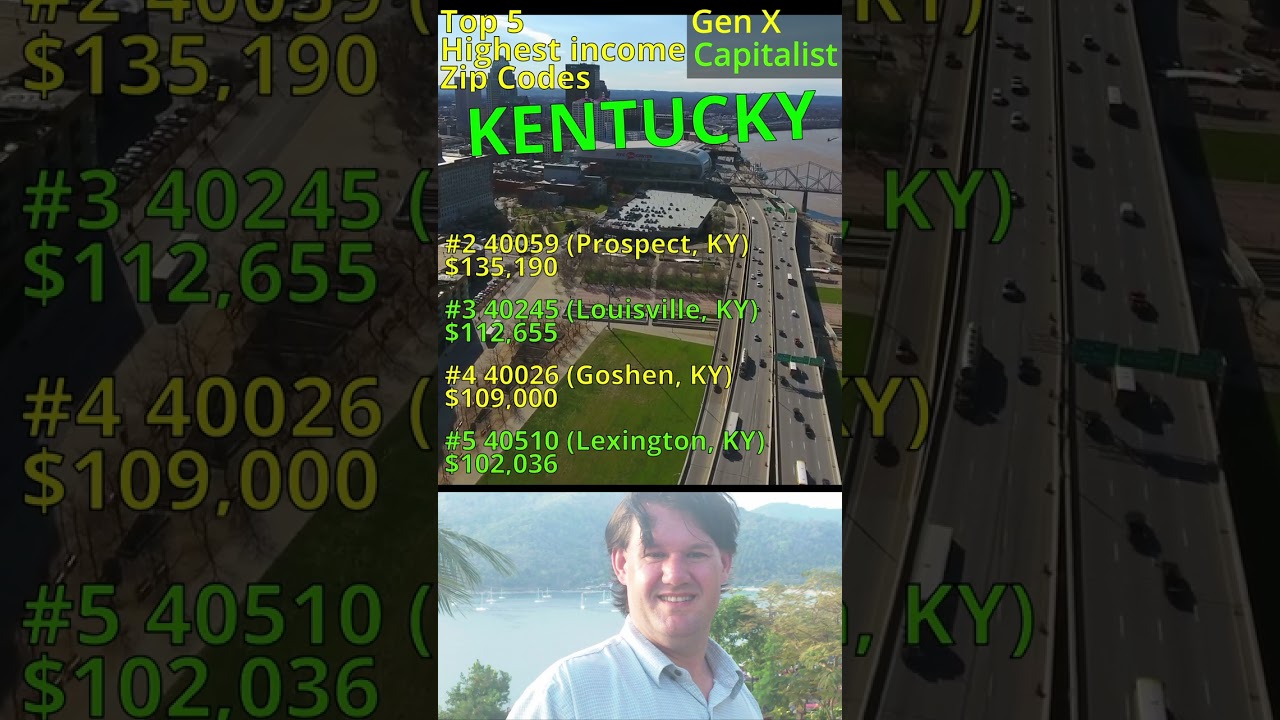 Top 5 KENTUCKY Highest Income areas by zip code.