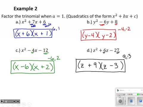 Algebra 2: Section 3.A - Factoring Quadratics (part 1)