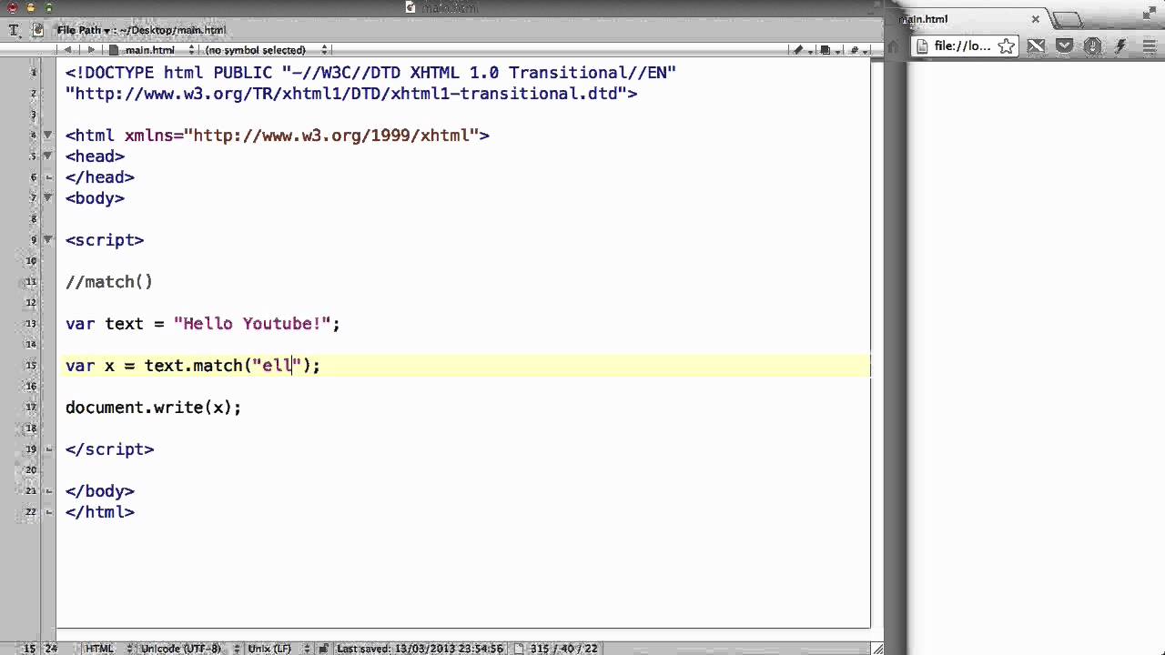 JavaScript - 37. String methods: match(), and replace()