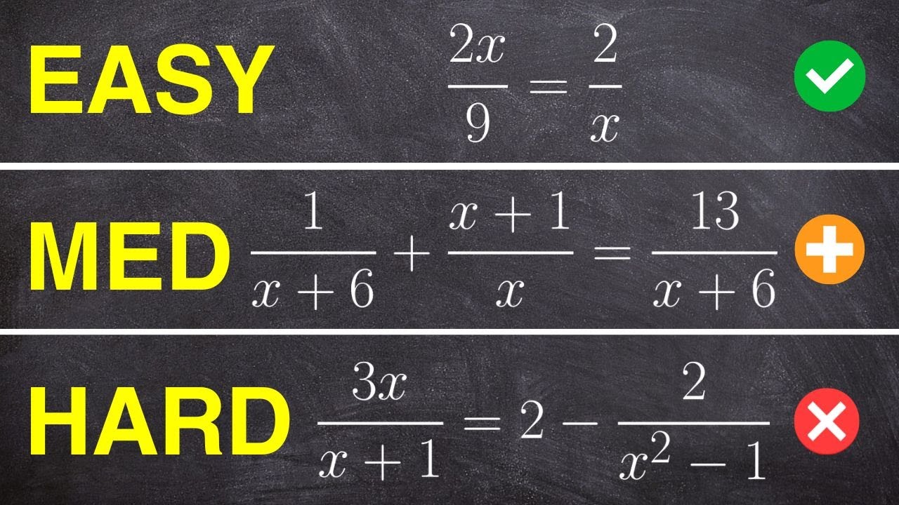 Easy Med Hard Solving Rational Equations