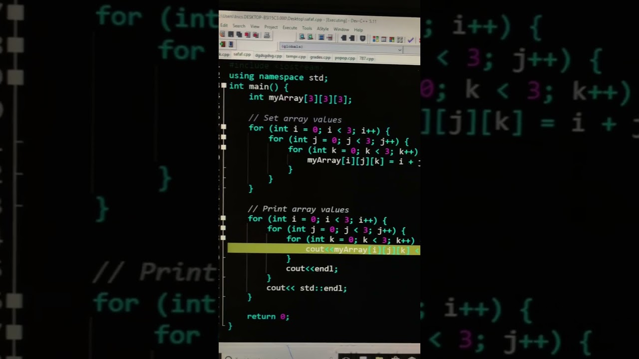 3D array c++ #coders #codinglife #codingninja #codemasters #codelife #coding #code #coder #ytdaily