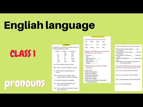 Class 1 English language. Pronouns with PDF worksheets